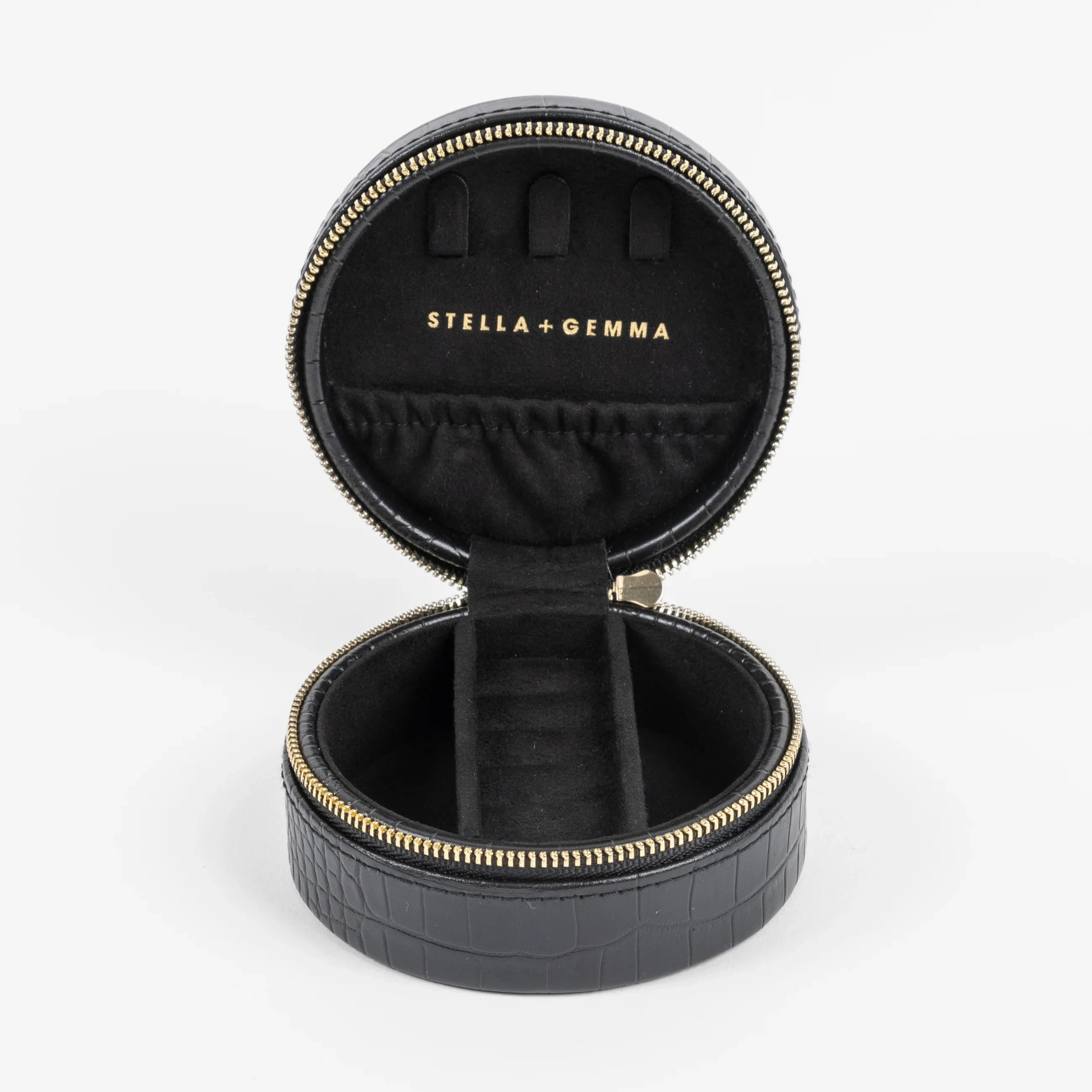 S+G Jewellery Case - Round | Croc Black – Shelf Home + Gifts